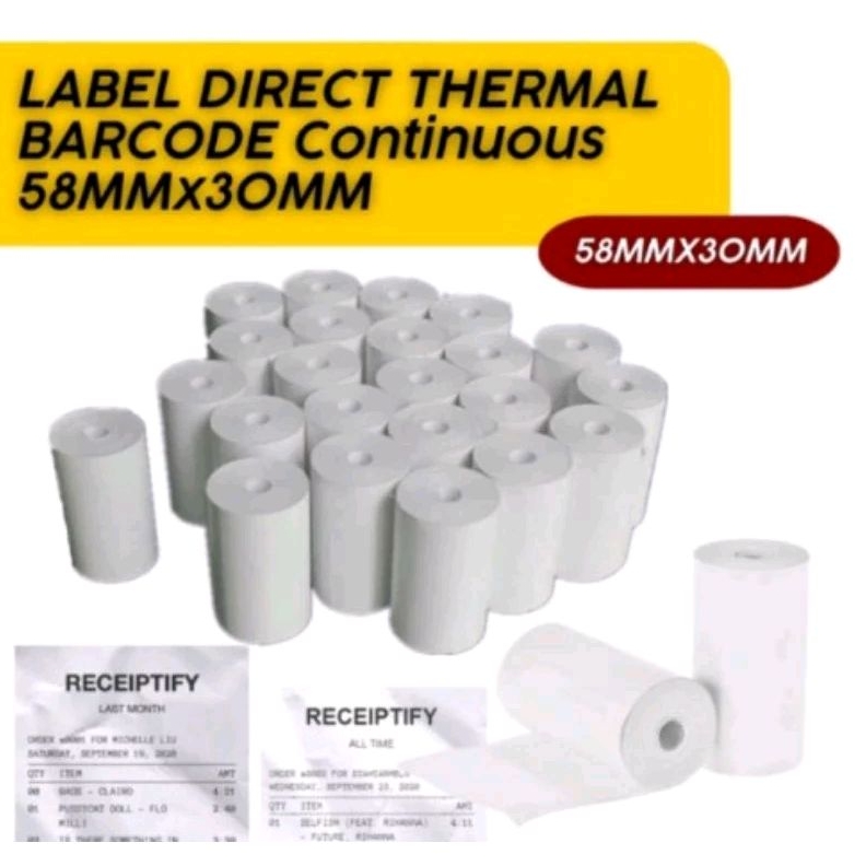 Jual Kertas termal 58x30 printer struk resi 58x30 mm | Shopee Indonesia