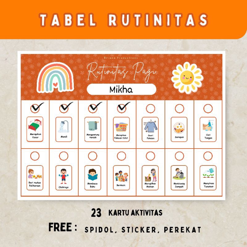 Jual Tabel Rutinitas Harian Untuk Anak | Papan Checklist To Do List ...
