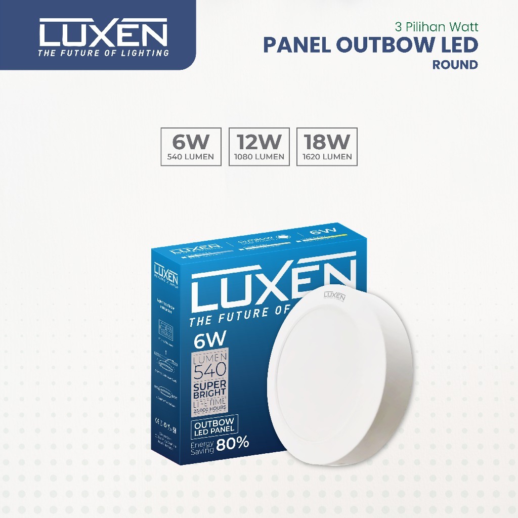 Jual LUXEN Downlight LED Panel OUTBOW BULAT 6W 12W 18W Cahaya Putih dan ...