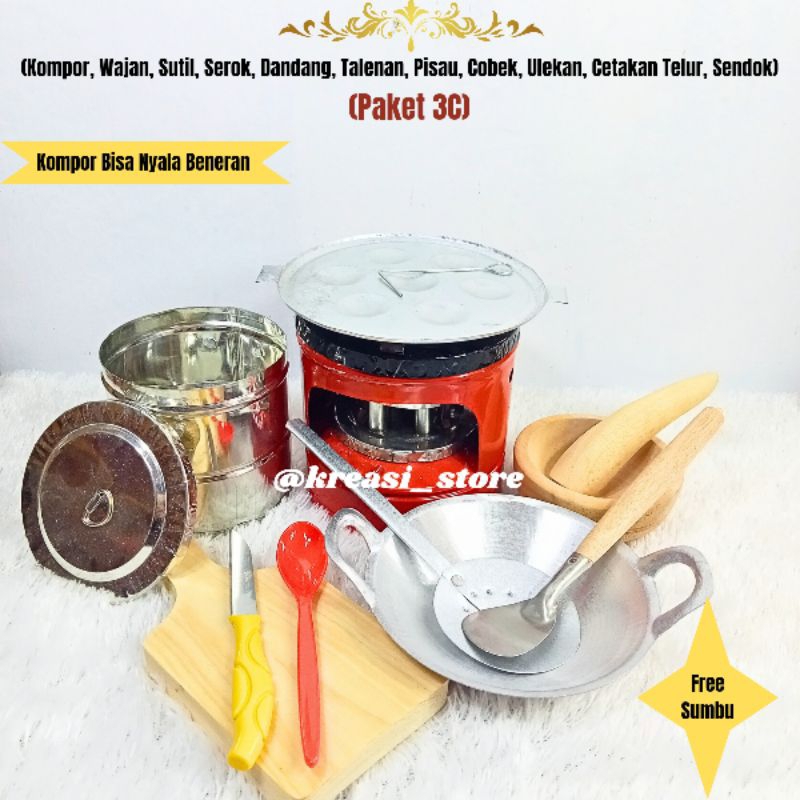 Jual Kompor Mainan Masak-masakan Anak (Paket 3C) Alat Masak Mini Bisa Nyala Beneran Toys ...