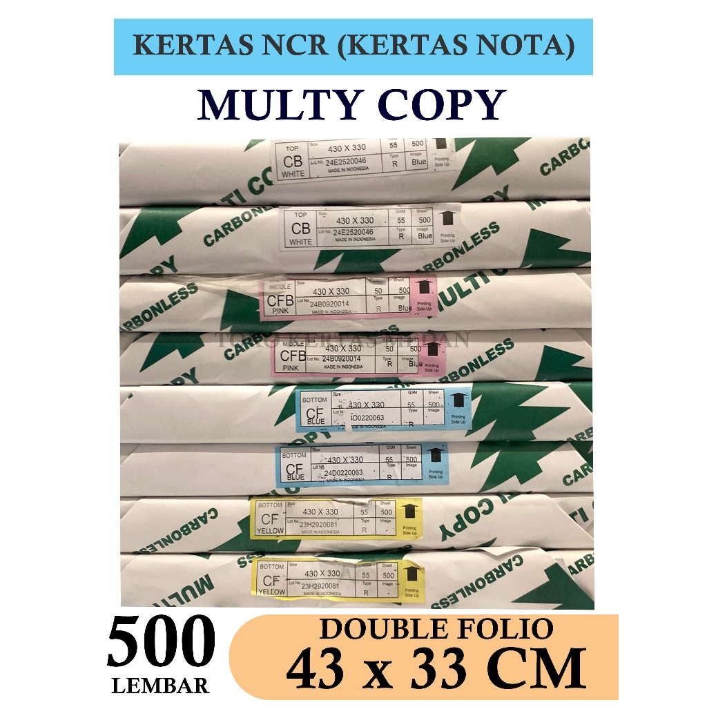 Jual KERTAS NCR / CARBONLES PAPER MULTI COPY UK DOUBLE FOLIO ( 43 X 33 ...
