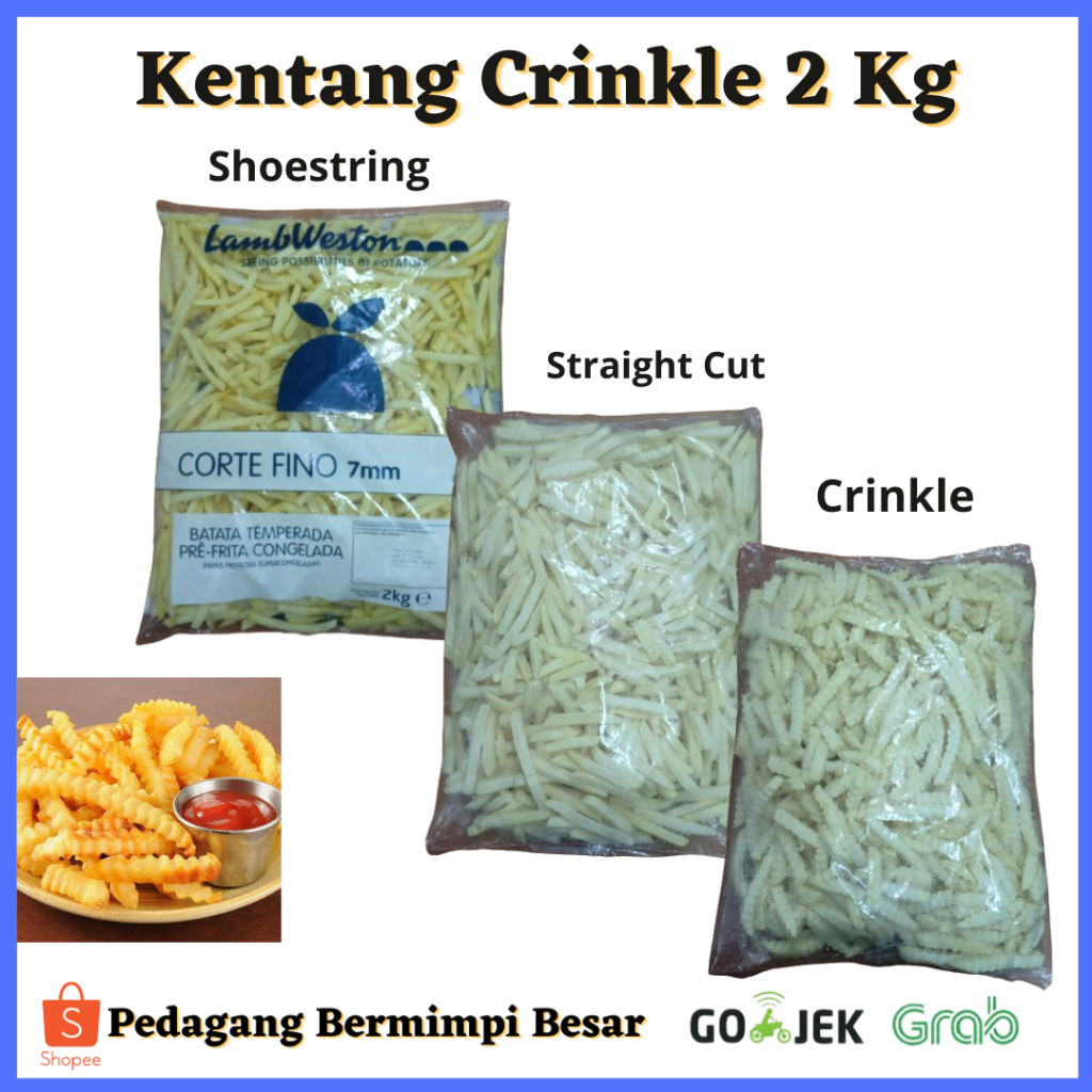 Jual Kentang Goreng 2kg Shoestring Straight Cut crinkle | French Fries | Shopee Indonesia