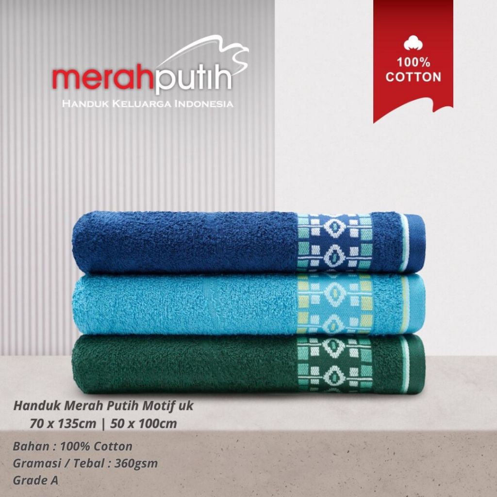 Jual Handuk Merah Putih Motif Groub Terry Palmer uk 70x135 | Merah ...