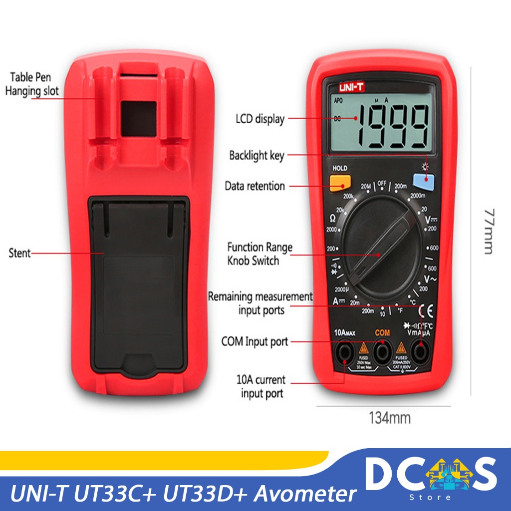 Jual UNI-T UT33C+ UT33D+ Digital Multimeter Avo Meter Multitester ...
