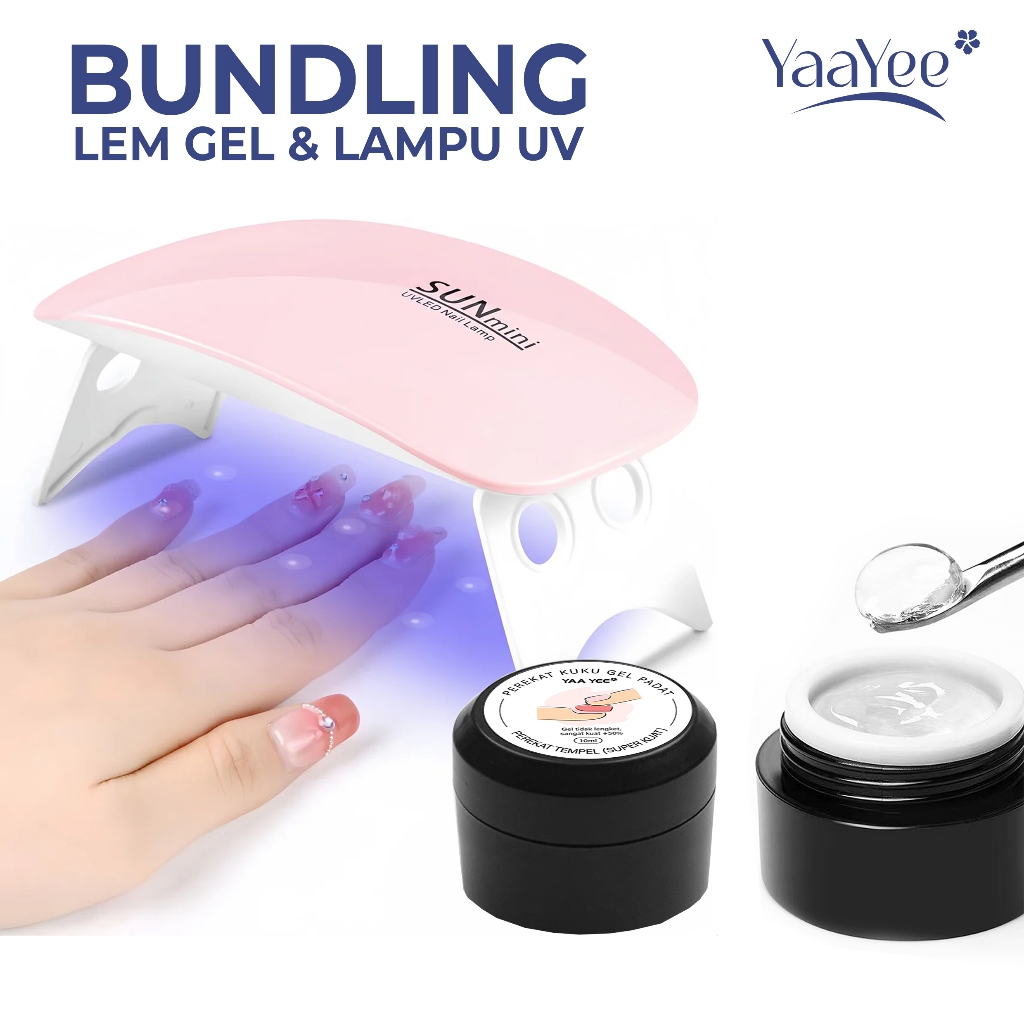 Jual YAAYEE Bundling Lem Gel Kuku Palsu & Lampu UV Pengerting Kuku ...