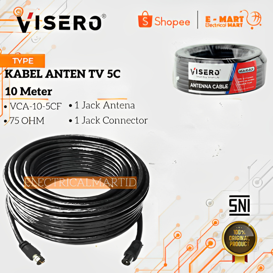 Jual Kabel Antenna Roll Visero 10M 15M 20M FULL + Jack / Coaxial RG-6 Cable 5C + F Connector For ...