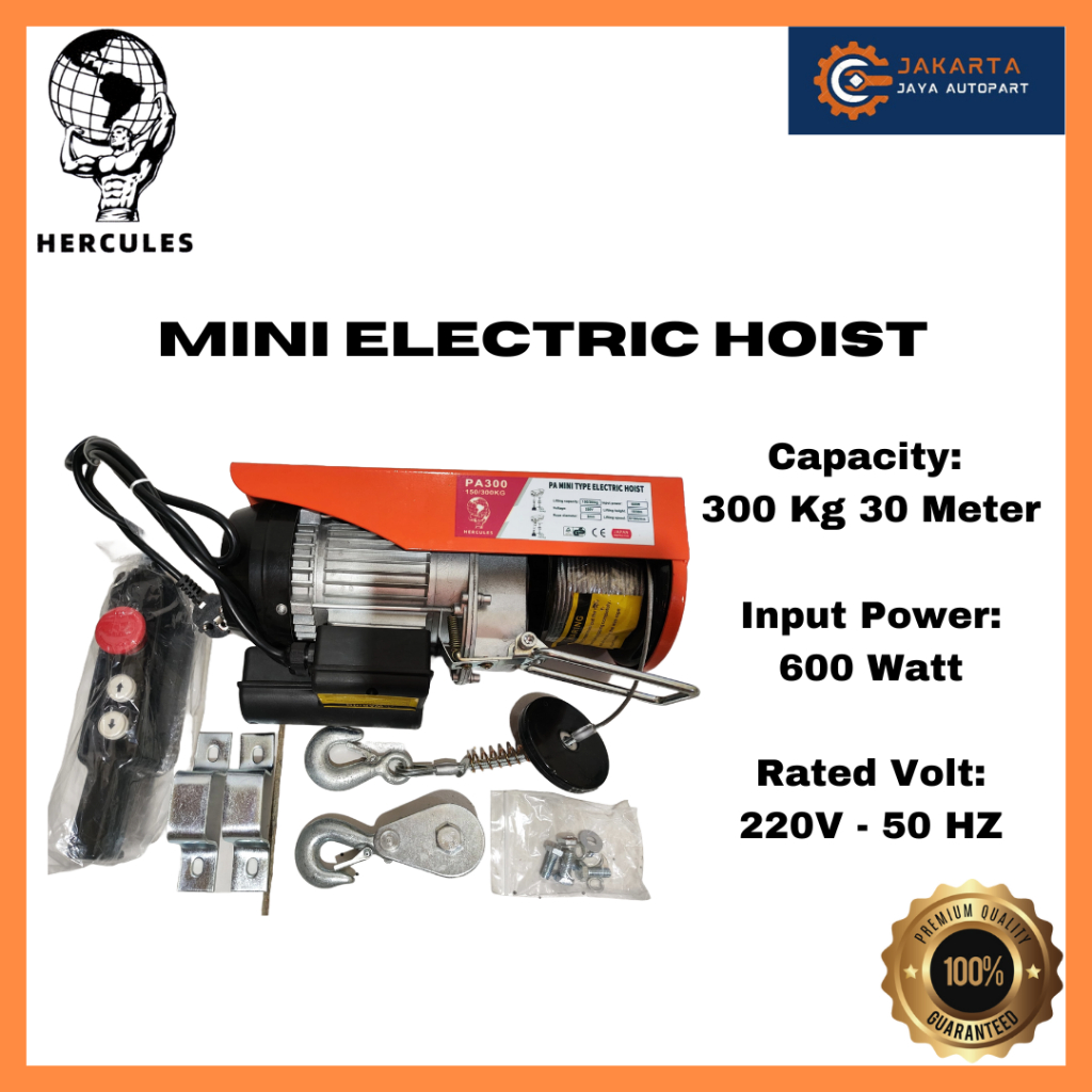 Jual Mini Electric Hoist 300 Kg x 30 Meter / Katrol Listrik PA300 ...