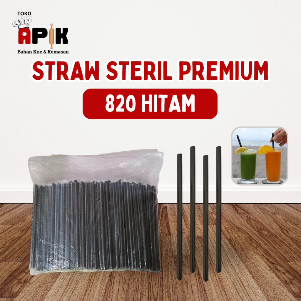 Jual STRAW STERIL PREMIUM 820 HITAM / SETOTAN ES / SEDOTAN MINUMAN ...