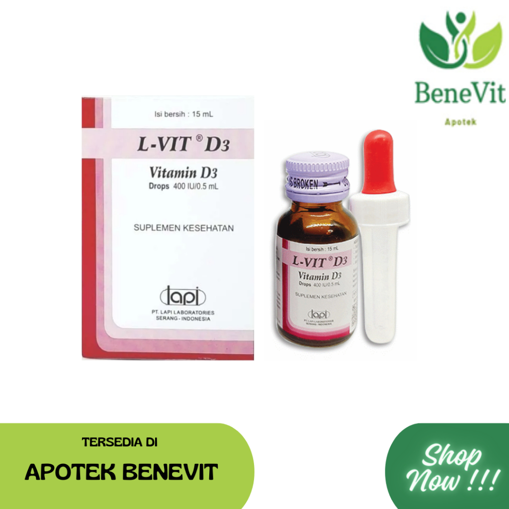 Jual L-VIT D3 DROP | vitamin D3 400 IU/0.5 ML DROP 15 ML | Shopee Indonesia