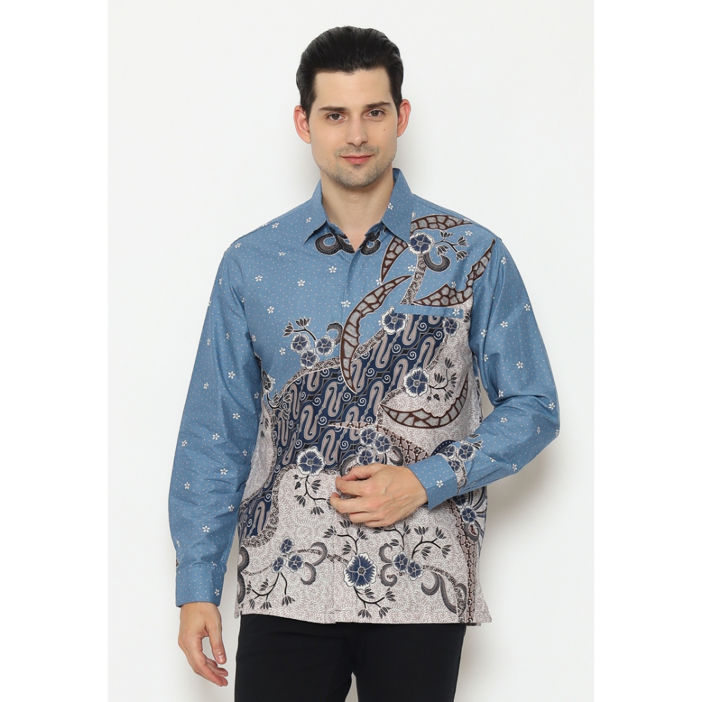 Jual Waskito Kemeja Batik Katun Pria KB 46127 Blue (biru) | Shopee ...