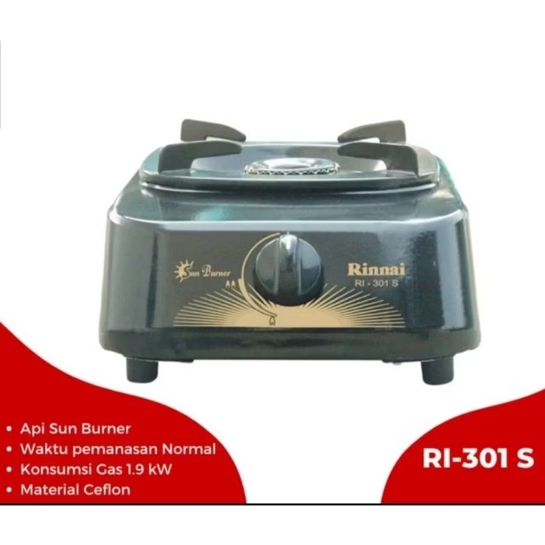 Jual RINNAI : RI-301S KOMPOR GAS 1 TUNGKU SUN BURNER RI 301 S TEFLON | Shopee Indonesia