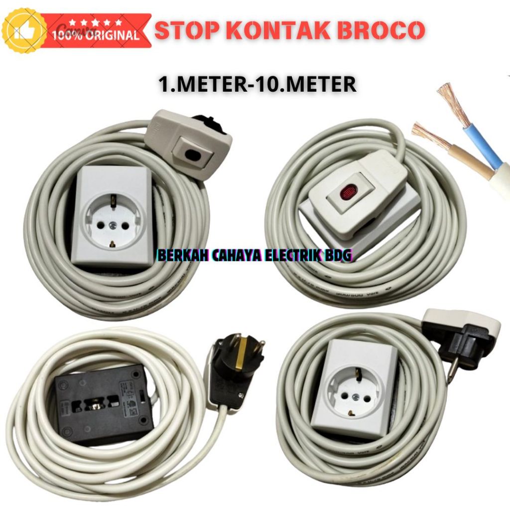 Jual STOP KONTAK BROCO 1 LUBANG KABWL 1 2 3 4 5 6 7 8 9 10 METER ...