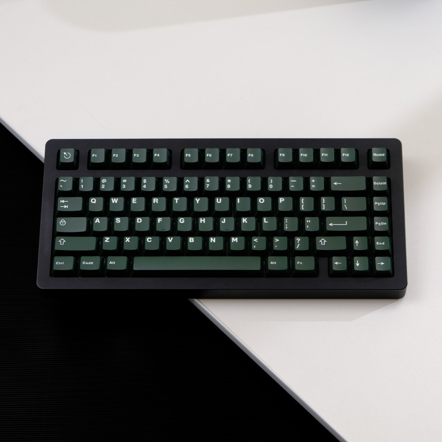 Jual White on Dark Green ABS Doubleshot Cherry Profile Keycaps GMK ...