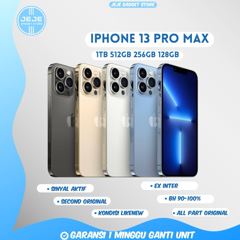 Jual IPHONE 13 PRO MAX 128GB 256GB 512GB FULLSET SECOND MULUS LIKENEW 100% ORIGINAL | Shopee ...