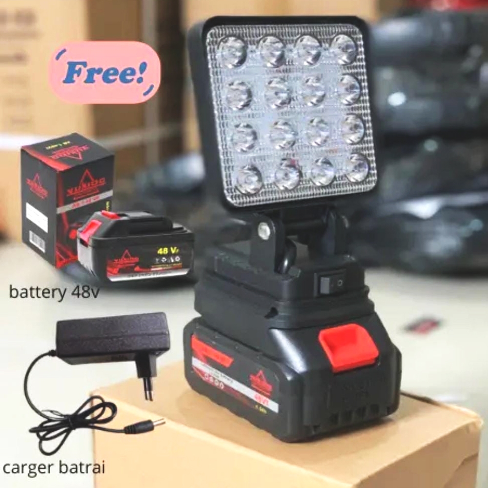 Jual Bisa Cod !! Lampu LED Portable Lamp Baterai 48V /Lampu Sorot Led ...