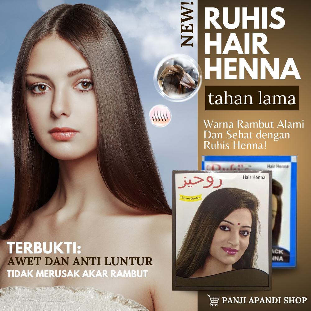 Jual Ruhi's Hair Henna Semir Rambut Hitam & Coklat Alami, Pewarna ...
