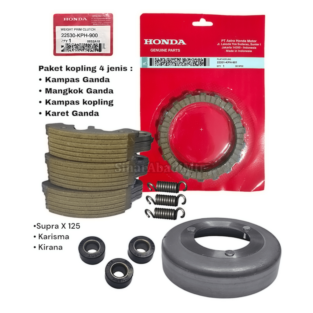 Jual Paket Kopling Komplit Karisma Supra X 125 Kampas Ganda + Mangkok + Kampas Kopling + Karet ...