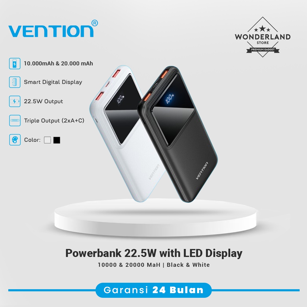 Jual Vention Powerbank 22.5W 10000Mah 20000Mah with LED Display PD PPS ...