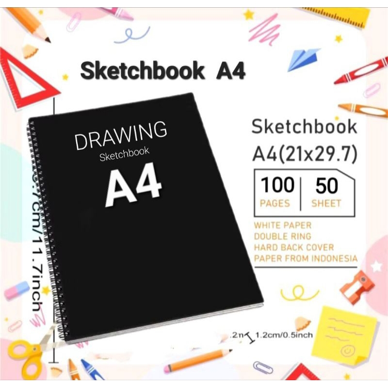 Jual SKETCHBOOK A4 BUKU SKETSA BUKU GAMBAR TEBAL COVER CRAFT 300 GSM ...