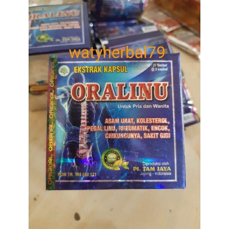 Jual oralinu kapsul asam urat,pegal linu original 100% kemasan kotak ...