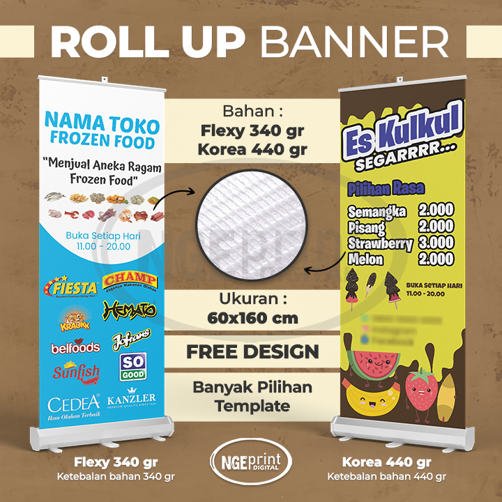 Jual [Free Design Tebal 340 gr dan 440 gr] Cetak Standing Roll up Banner Ukuran 60x160 Free ...