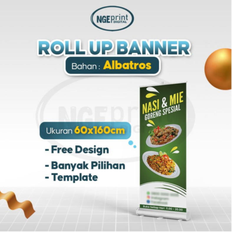 Jual Cetak Roll up Banner Bahan Albatros Free design / Standing Roll Up Banner Ukuran 60x160 ...