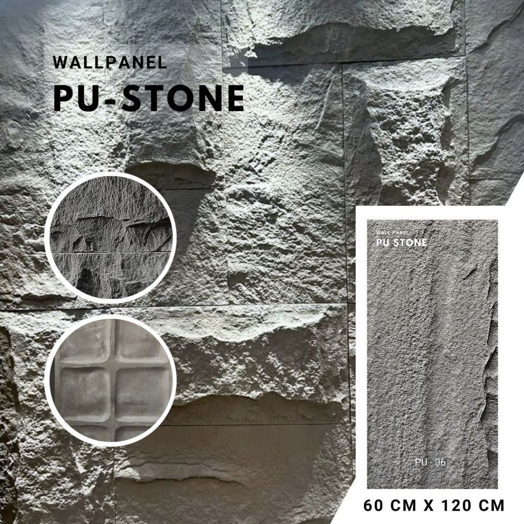 Jual PU-STONE Rock Wallpanel Batu Alam Aesthetic Ukuran 120cm x 60cm Terkstur mirip Batu Alam ...
