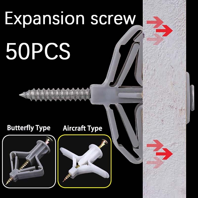 Jual 50set Gypsum Viser Sekrup Gypsum Nylon Toggle Abu-abu Sekrup ...