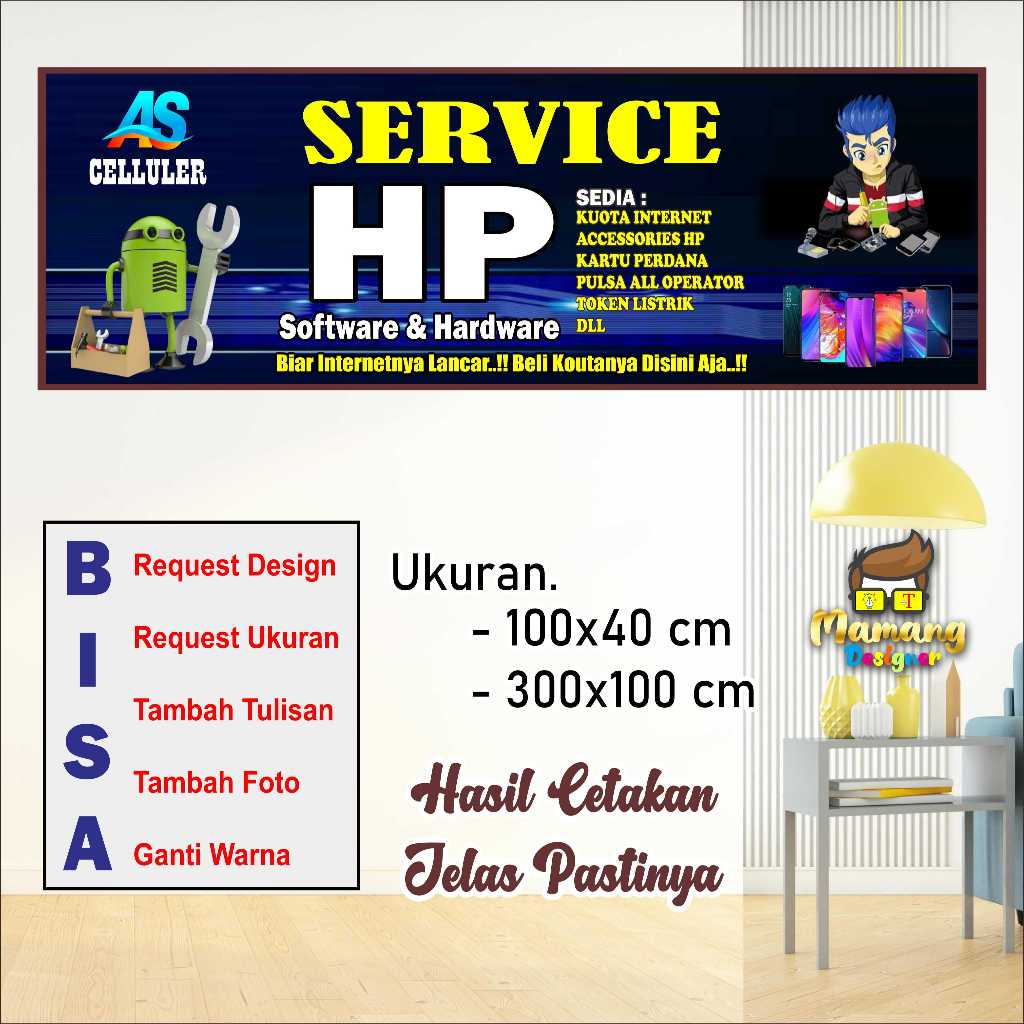 Jual Cetak Spanduk Banner Ukuran 300x100 cm Untuk Konter Service HP bb ...