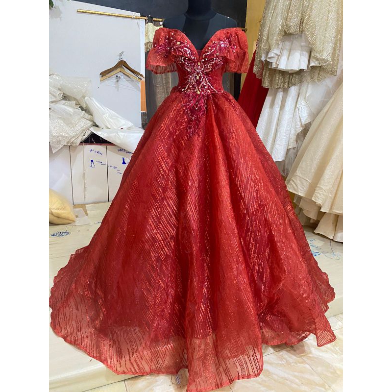 Jual Gaun pengantin Merah Marun | Shopee Indonesia