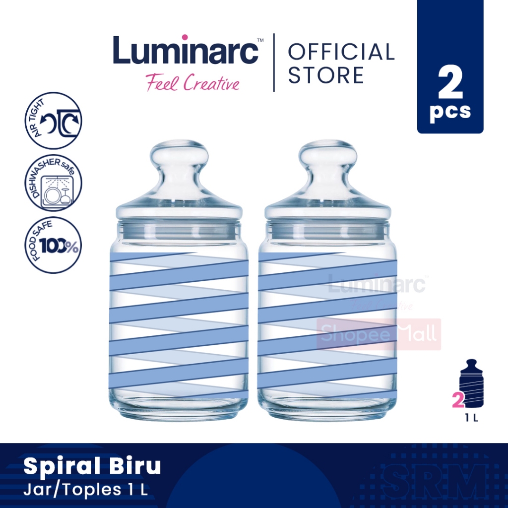 Jual LUMINARC Bundling Toples/Jar Spiral Biru 1L - 2pcs | Shopee Indonesia