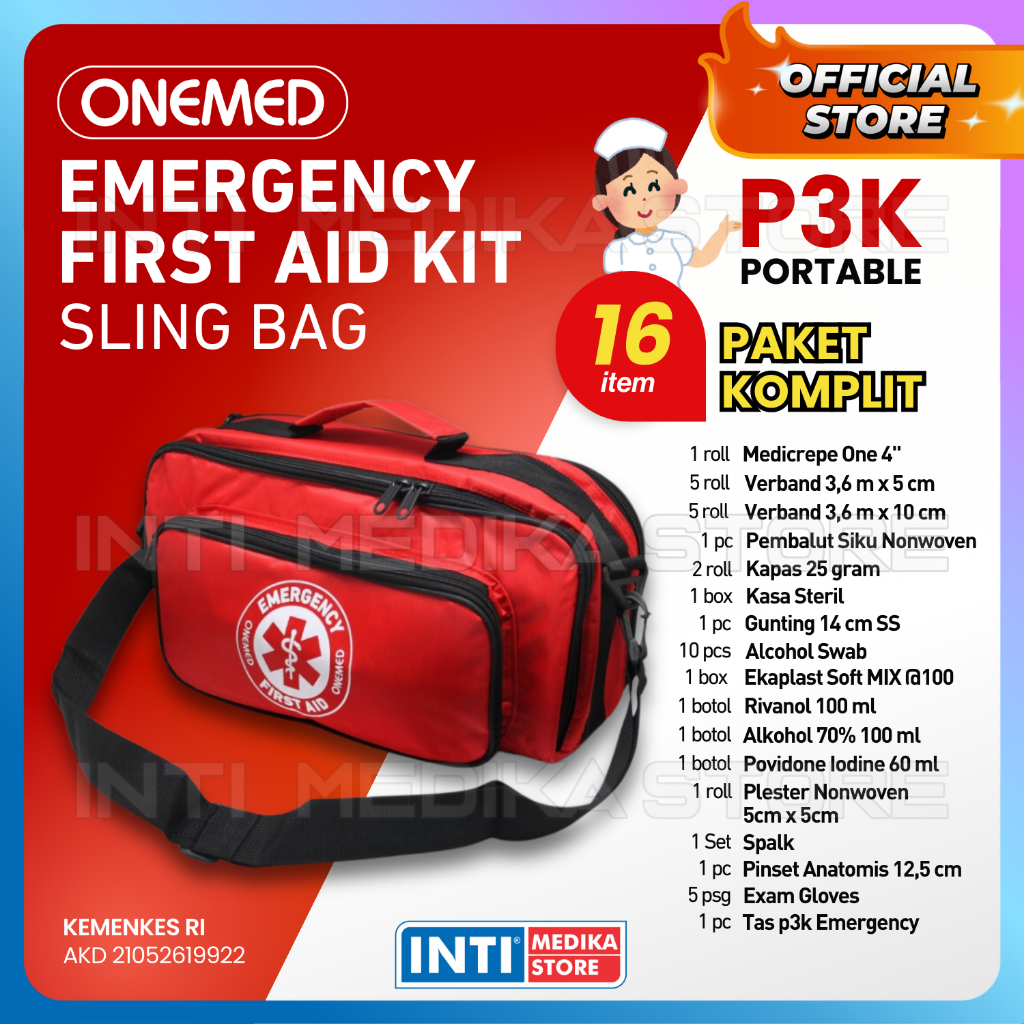 Jual ONEMED - Tas Selempang Bahu P3K + Isi SET Perawatan Luka | Sling ...