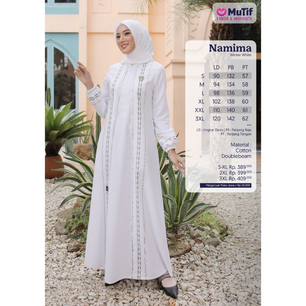 Jual MUTIF TERBARU 2024 GAMIS NAMIMA PUTIH | Shopee Indonesia