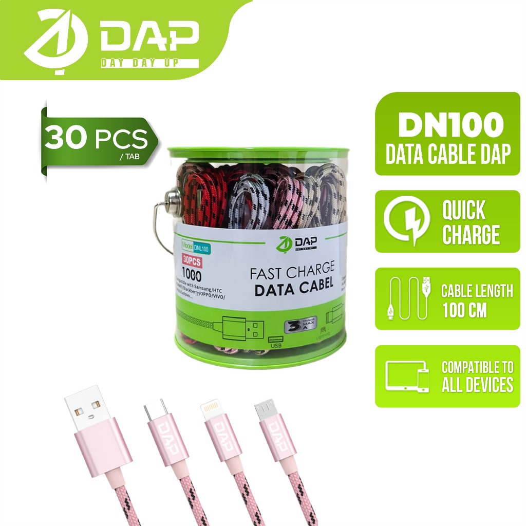 Jual DAP DN Series Kabel Data Type-C Micro USB Lightning 100cm Fast ...