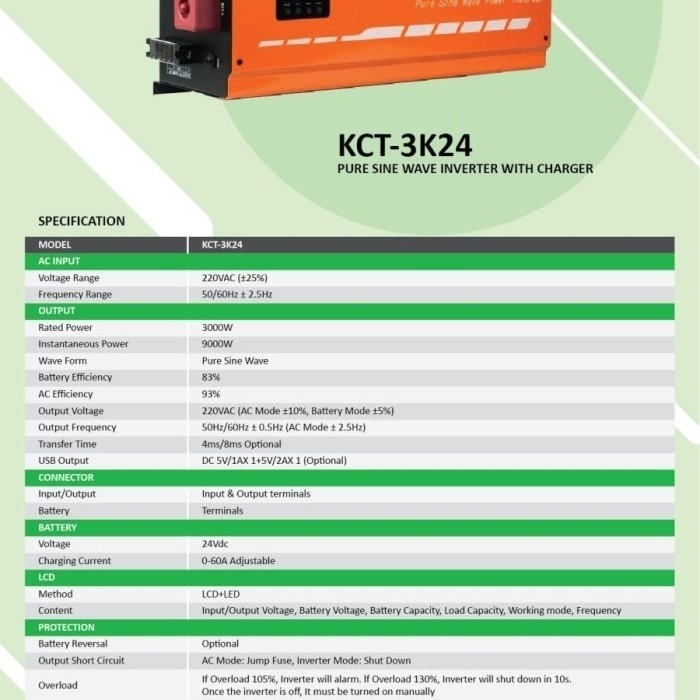 Jual KENIKA Power Inverter 3000W KCT3000 | 24V | 48V With Charger ...