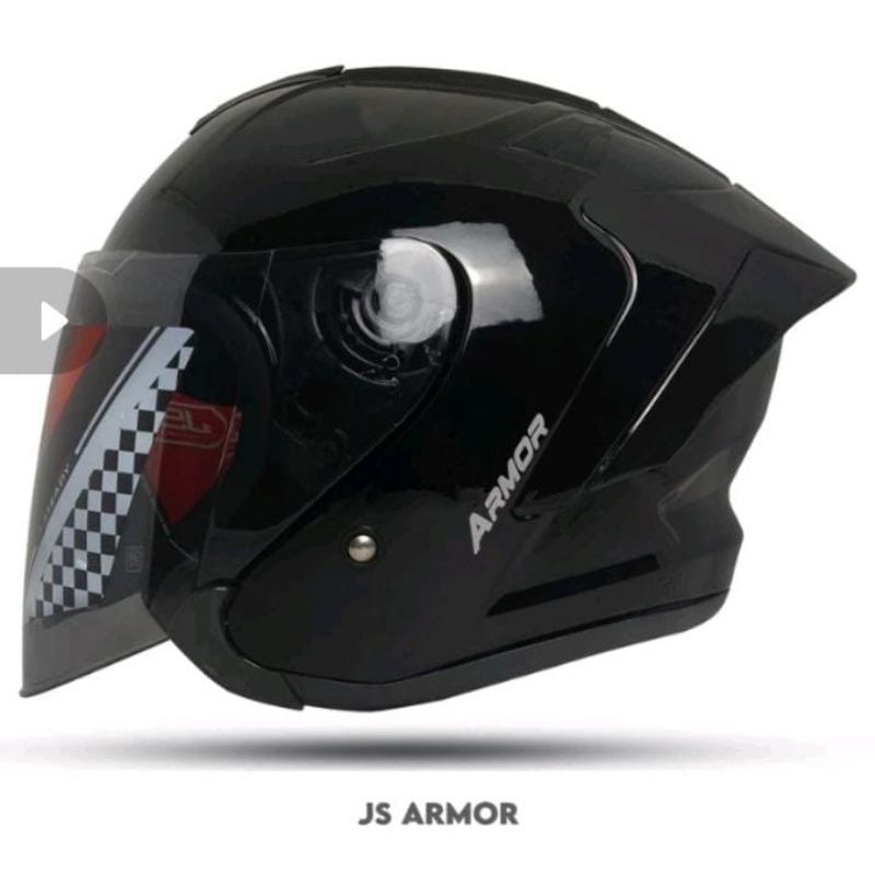 Jual HELM JS ARMOR HITAM GLOSSY BUSA BISA DI BUKA | Shopee Indonesia