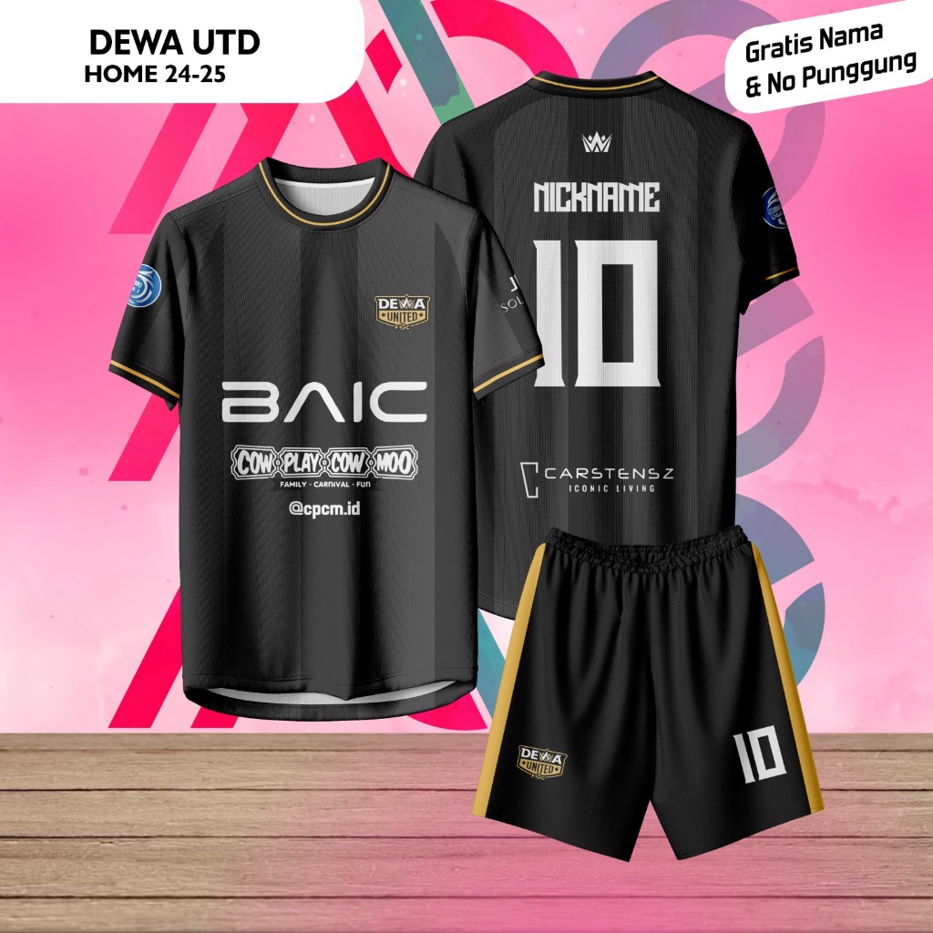 Jual Baju Jersey Football Dewa United Home Black LIGA 2024 Terbaru ...