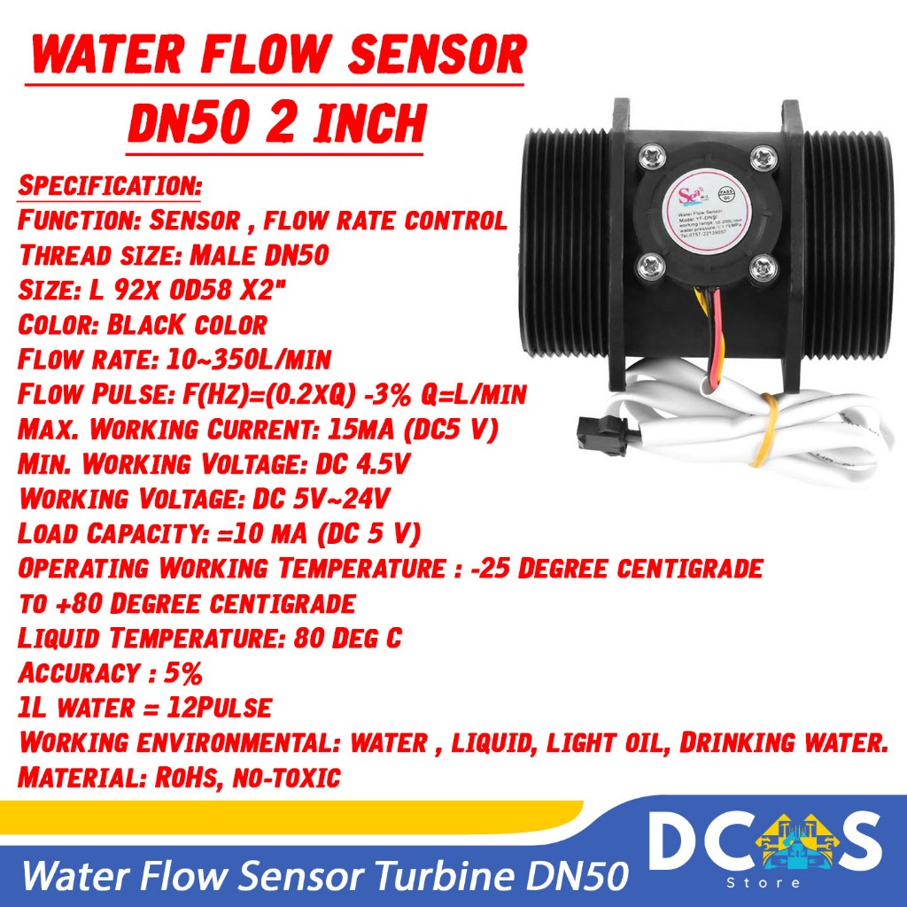 Jual Water flow sensor 2 inchi inch 2" DN50 Sensor Debit Air Sea Brand ...