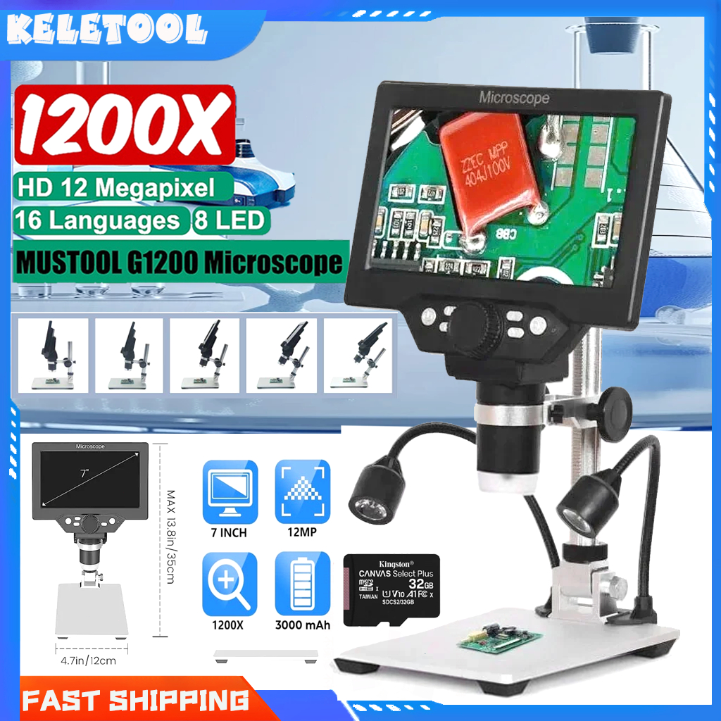 Jual microscope digital Mikroskop Digital Elektronik G1200 12MP 7 Inch ...