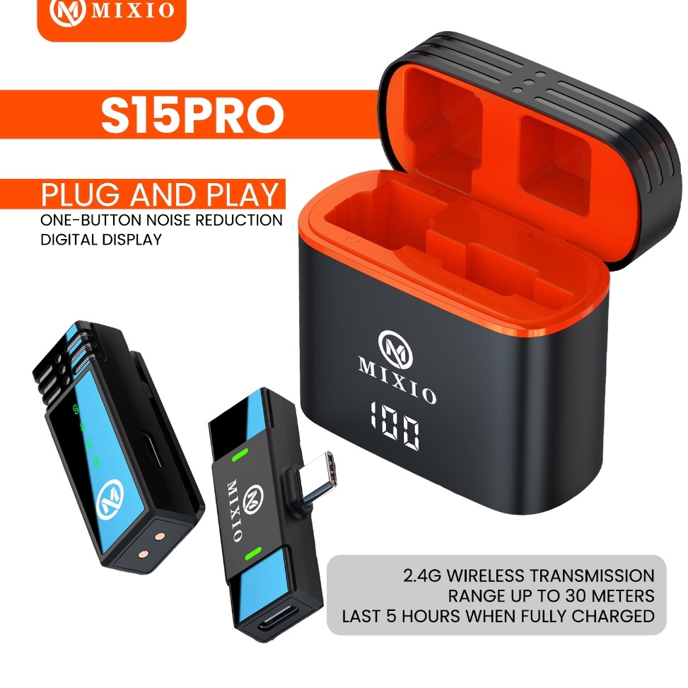 Jual Harga Spesial MIXIO S15Pro Mic Wireless Clip On Microphone ...