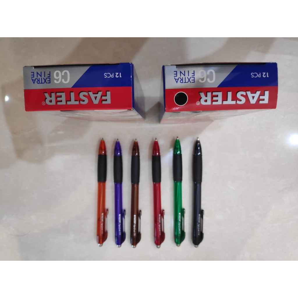 Jual FASTER Pulpen Cetek 0.7 mm Warna Hitam C6 Tersedia 1 Pack (12 Pcs ...