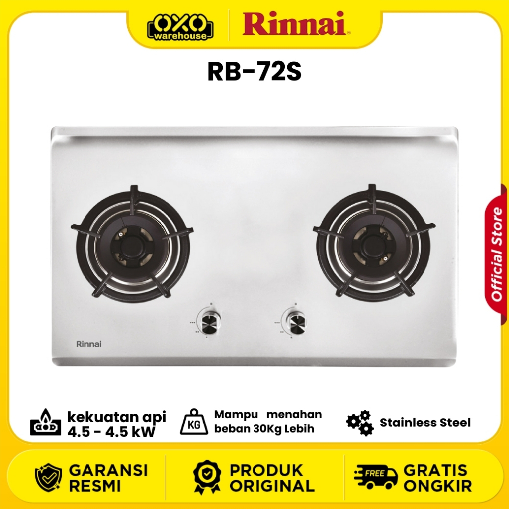 Jual Rinnai Kompor Tanam Gas 2 Tungku Stainless Steel RB-72S Garansi Resmi | Shopee Indonesia