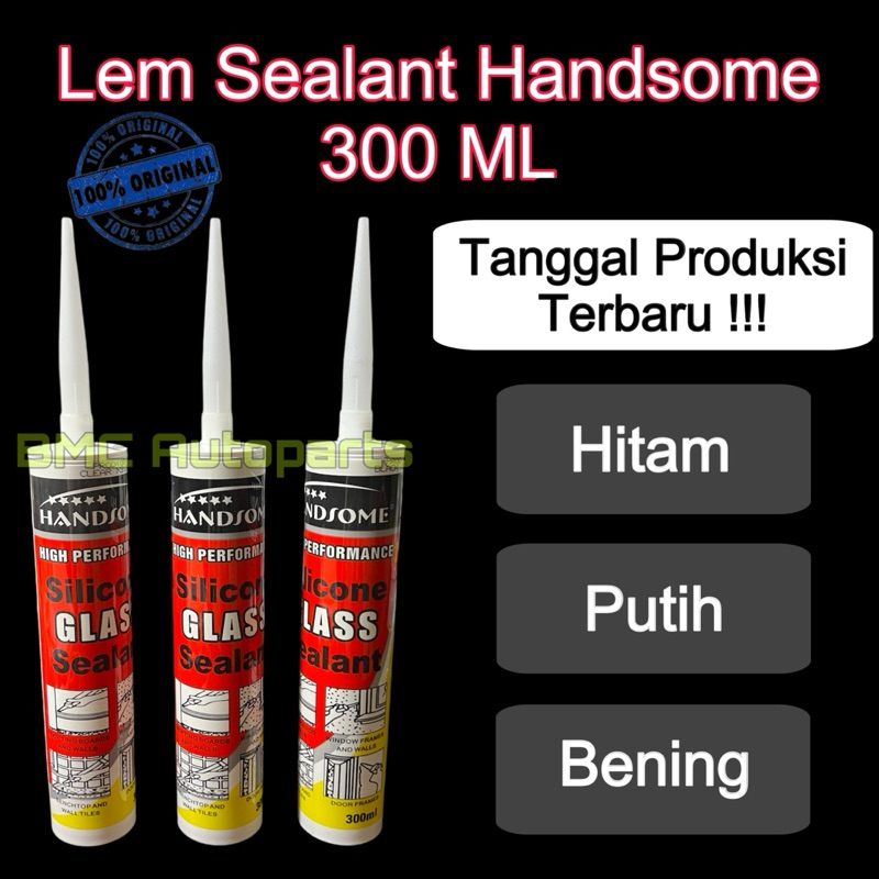 Jual Lem Kaca / Lem Botol Sealant Handsome 300 ml Hitam Putih Bening ...
