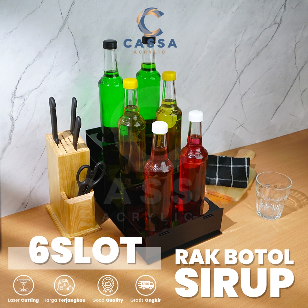 Jual Rak Botol Sirup Display Akrilik Acrylic Botol Sirup 6 Slot ...