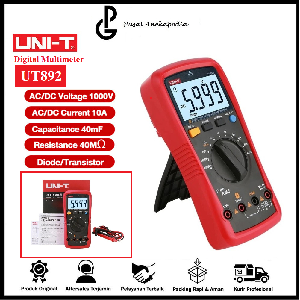 Jual UNI-T UT892 Digital Multimeter 2000V AC DC Voltmeter True RMS ...