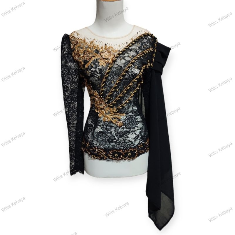 Jual Kebaya Modern payet mutiara dada kombinasi motif payet bunga ...