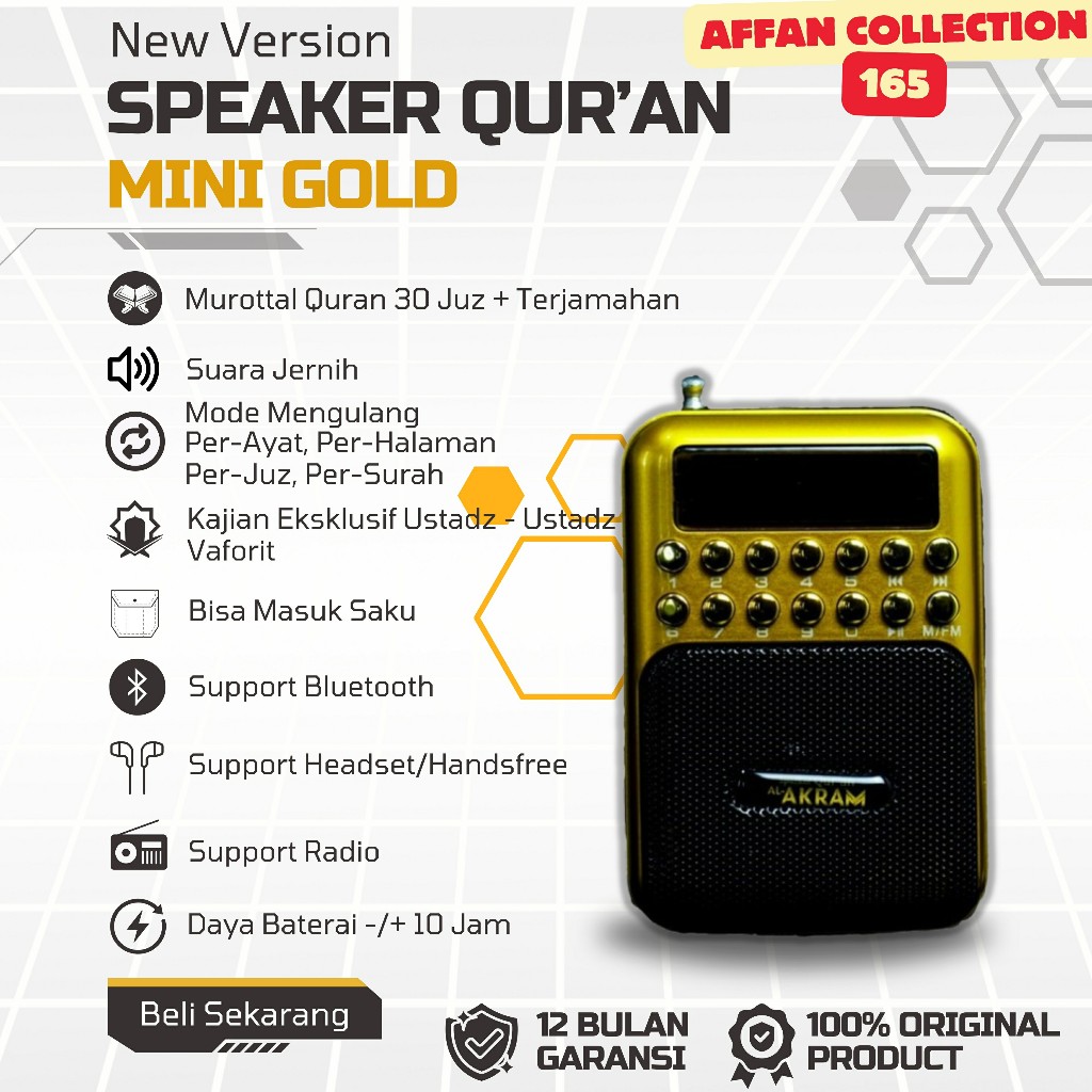 Jual New Version - Speaker Murottal Murotal AlQuran Al-Quran Lengkap 30 Juz Al-Akram Mini Gold ...
