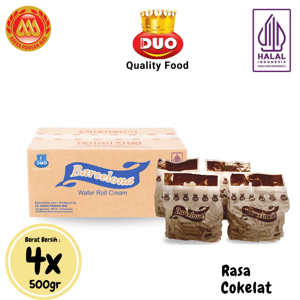 Jual DUO Barcelona Wafer Roll Mini isi Krim Rasa Cokelat/Vanilla/Pandan ...
