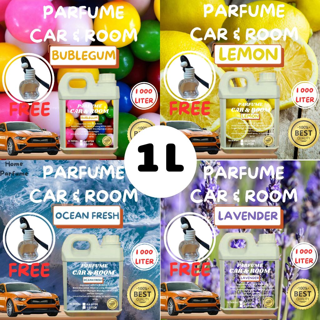Jual PARFUME CAR & ROOM REFIL PARFUM MOBIL 1 LITER FREE BOTOL APEL ...