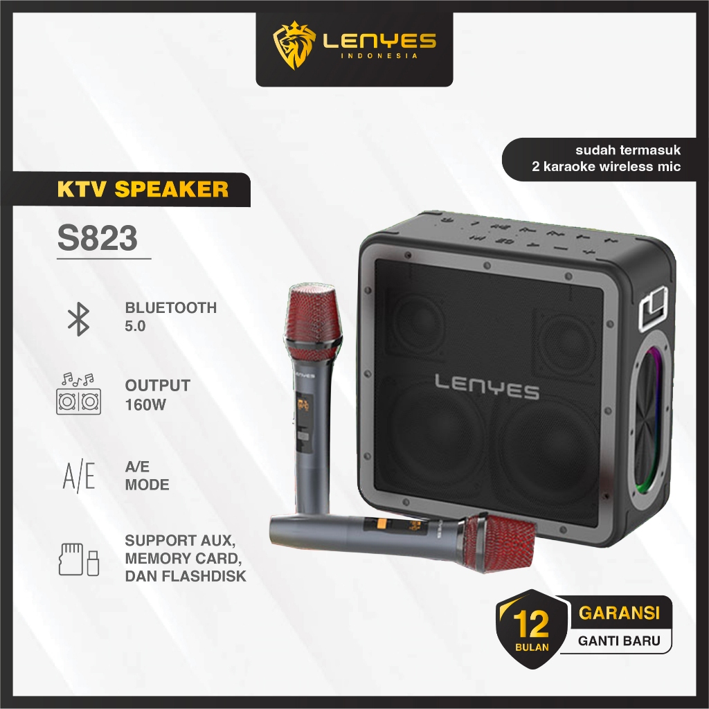 Jual LENYES S823 160W Outdoor KTV Wireless Speaker + Microphone Karaoke Bluetooth 5.0 DSP Super ...